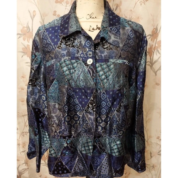 Coldwater Creek | Jackets & Coats | Coldwater Creek Blue Metallic ...